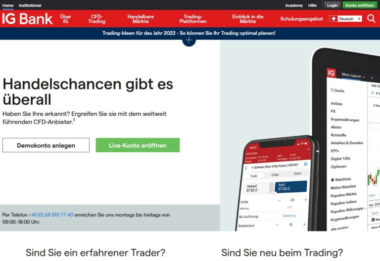 IG Bank Schweiz - Erfahrungen mit Banking & Trading
